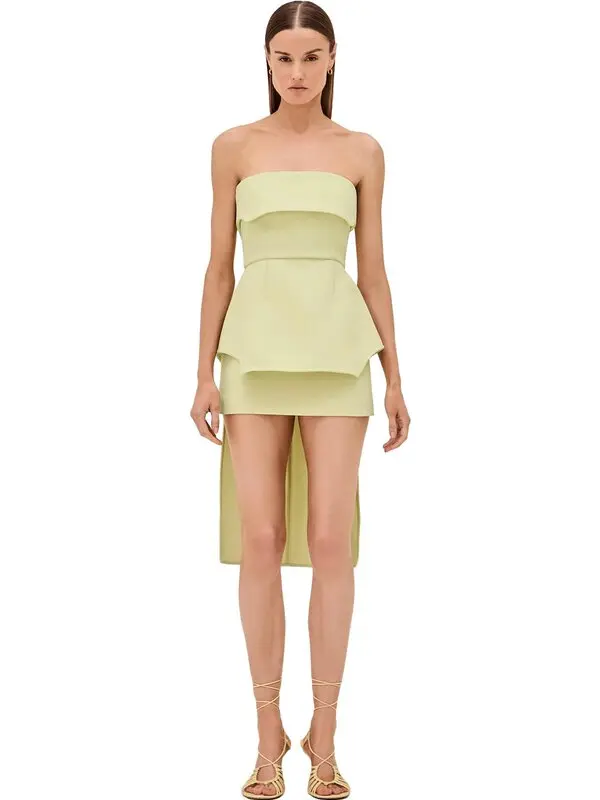 Alexis Akera Strapless Top With Hi-low Poplin Back - Lime Light