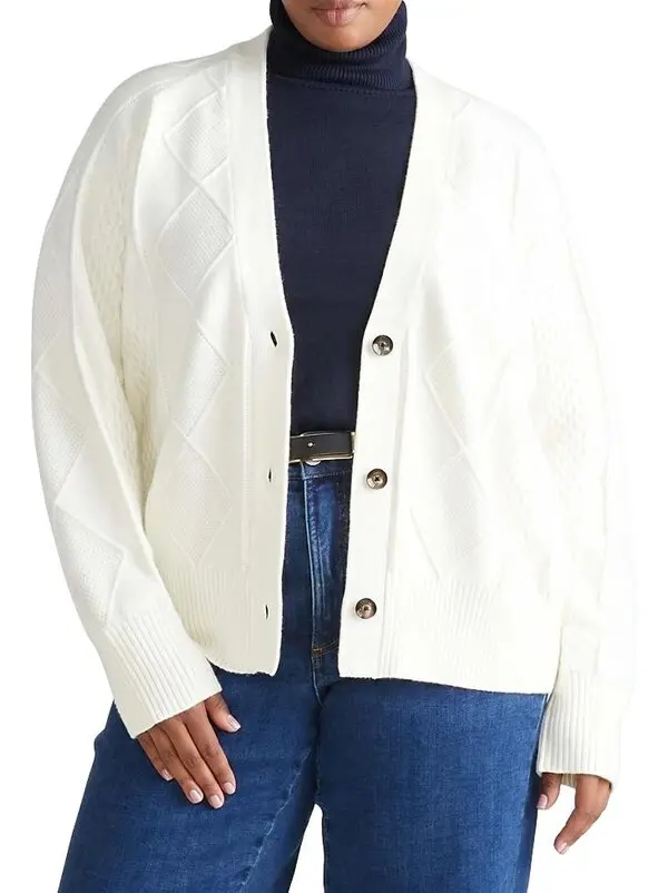 Universal Standard Cable Knit Cardigan - Cream