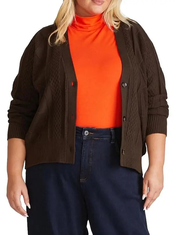 Universal Standard Cable Knit Cardigan - Espresso