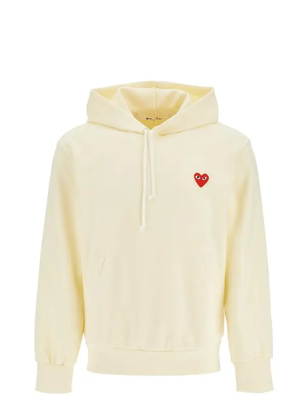 Play Comme Des Garcon Emblem Knit Hooded Top - Ivory