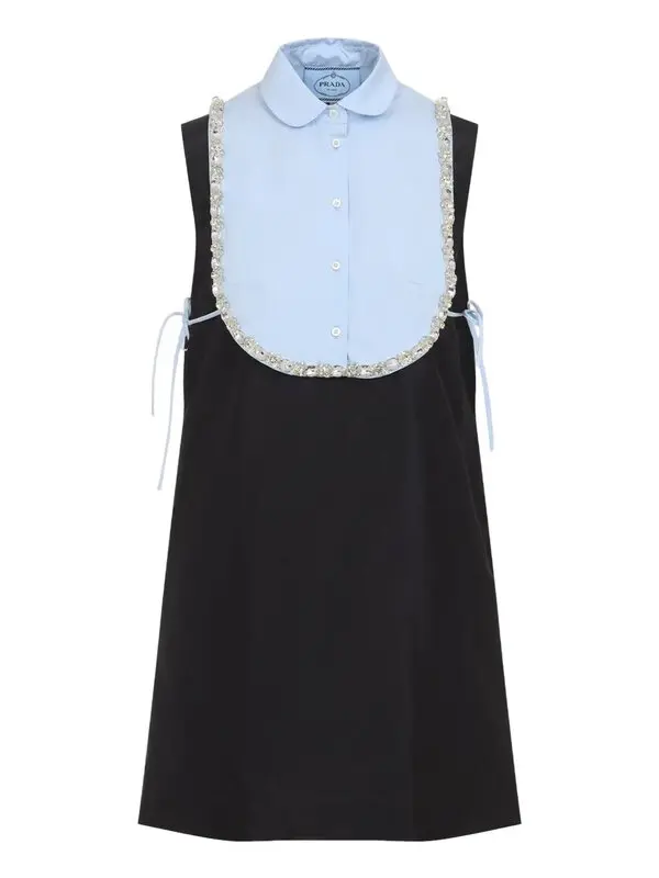 Prada Mini Dress Suiting In 100% Polyester - Black