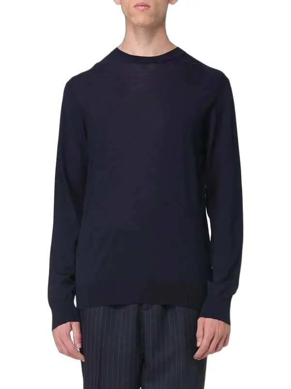 GOLDEN GOOSE Ribbed Virgin Wool Sweater With Star-back Vintage Hem - Blu