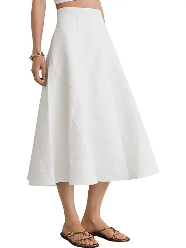 REISS Tara Flared Skirt - Ivory