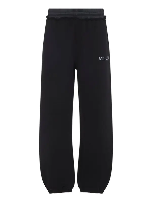 Moncler Embellished Track Pants With Glass Crystal Detail - Black