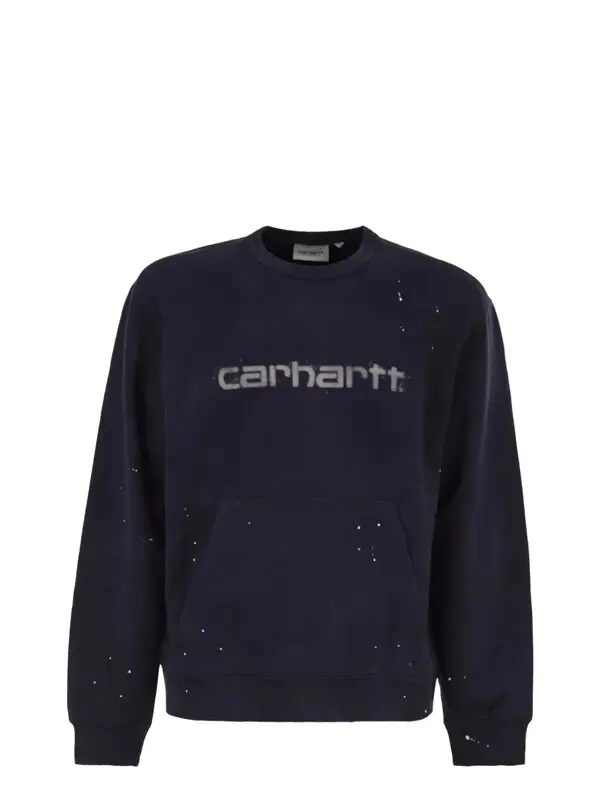 Carhartt Work In Progress Logo Cotton Sweatshirt With Pocket - Blue