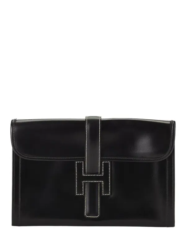 Hermès Jige Box Calf Clutch - Black