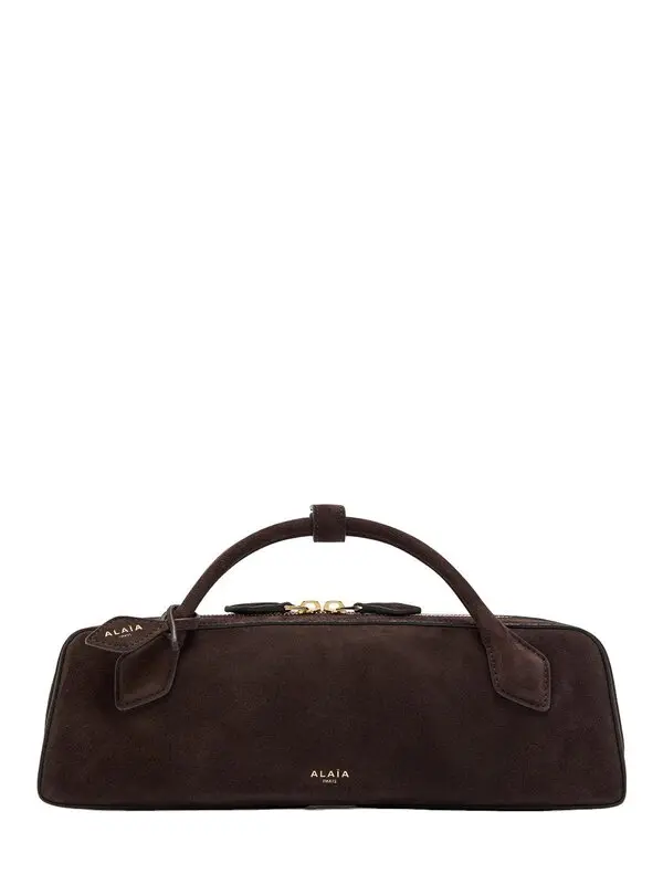 Alaïa Le Teckel Suede Clutch - Brown