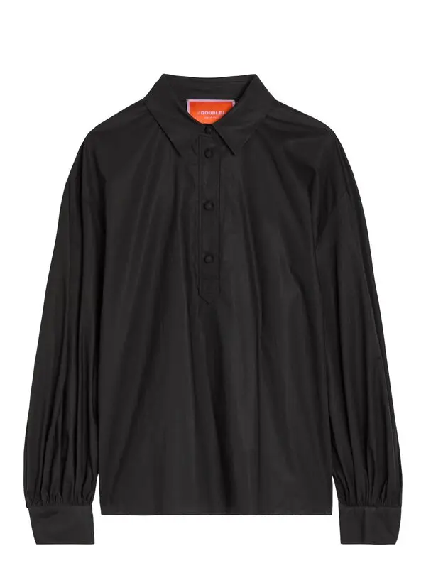 La DoubleJ Poet Cotton-poplin Shirt With Puff Sleeves And Dropped Shoulders - Black