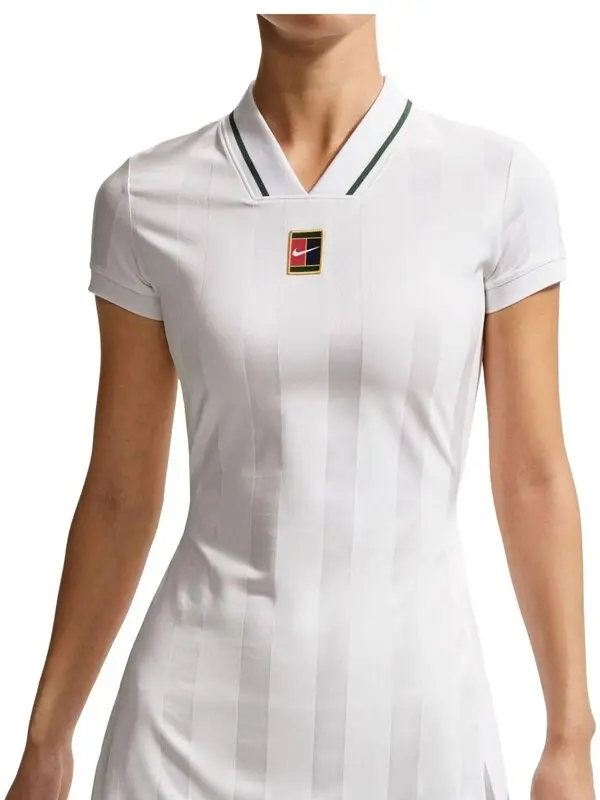 Nike Court Slam Dri-fit Dress With Vertical Stripes - White