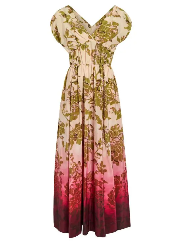 La DoubleJ Waldorf Printed Silk Midi Dress - Red