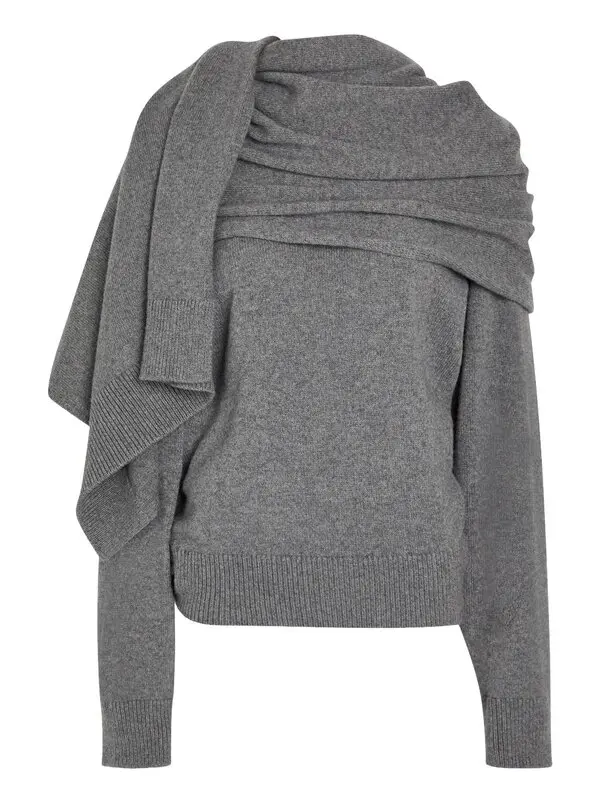 ARMARIUM Wool And Cashmere-blend Jumper With Scarf-effect Detail - Grey