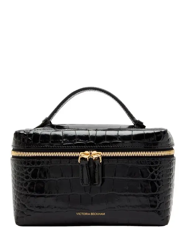Victoria Beckham Vanity Crocodile-effect Leather Cross-body Bag - Black