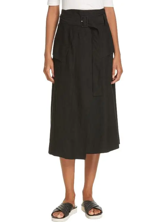 Vince Belted Utility Midi Skirt - Black