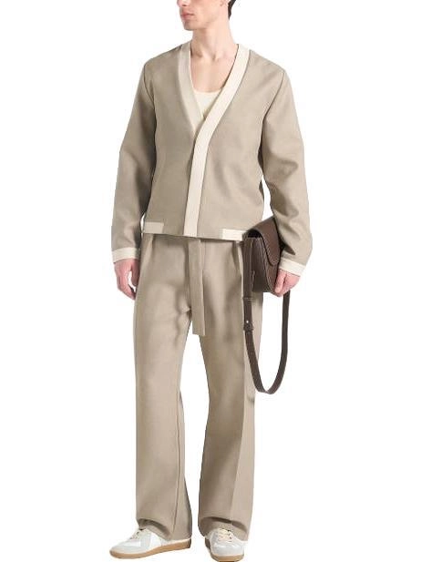 Manière De Voir Clovis Cardigan With Contrast Placket - Beige