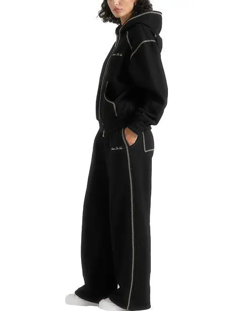 Manière De Voir Whipstitch Cotton Joggers - Black