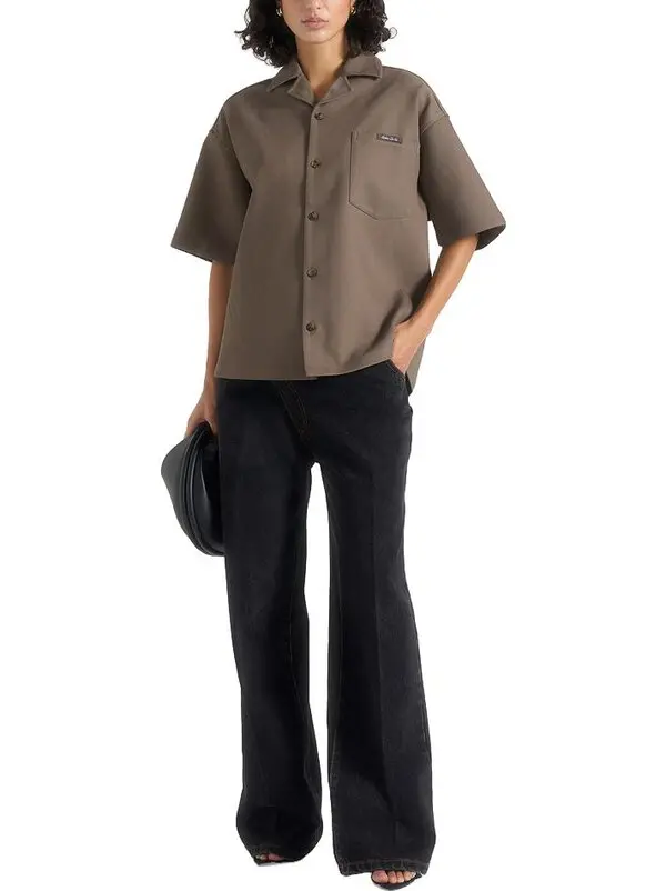 Manière De Voir Signature Twill Boxy Shirt - Olive