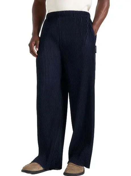 Manière De Voir Pleated Wide Leg Pants - Navy