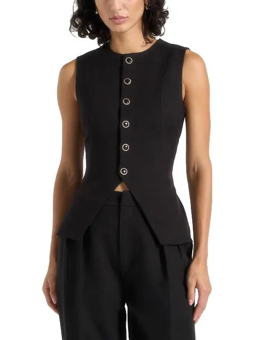 Manière De Voir Tailored Crew Neck Cinch Waistcoat - Black