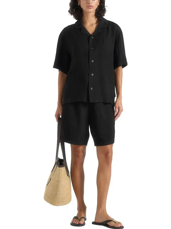 Manière De Voir Maniere De Voir Textured Drawstring Shorts - Black
