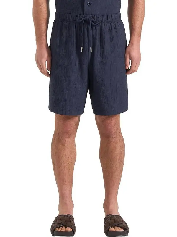 Manière De Voir Maniere De Voir Textured Drawstring Shorts - Navy