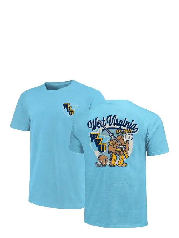 IMAGE ONE West Virginia Mountaineers Throwback Retro Badge Script T-shirt - Light Blue