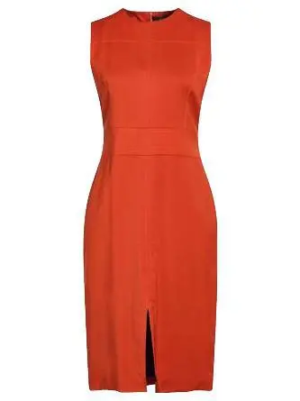 MOORER Midi Dress In Rust Cashmere - Red