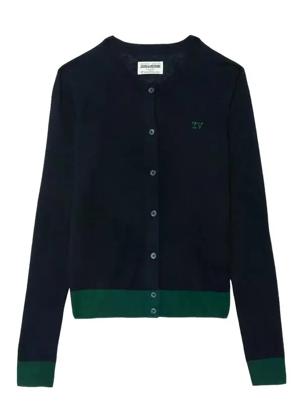 Zadig&Voltaire Missya Logo-embroidered Cashmere Cardigan - Blue