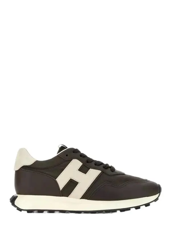 Hogan H601 Paneled Leather Sneakers - Brown
