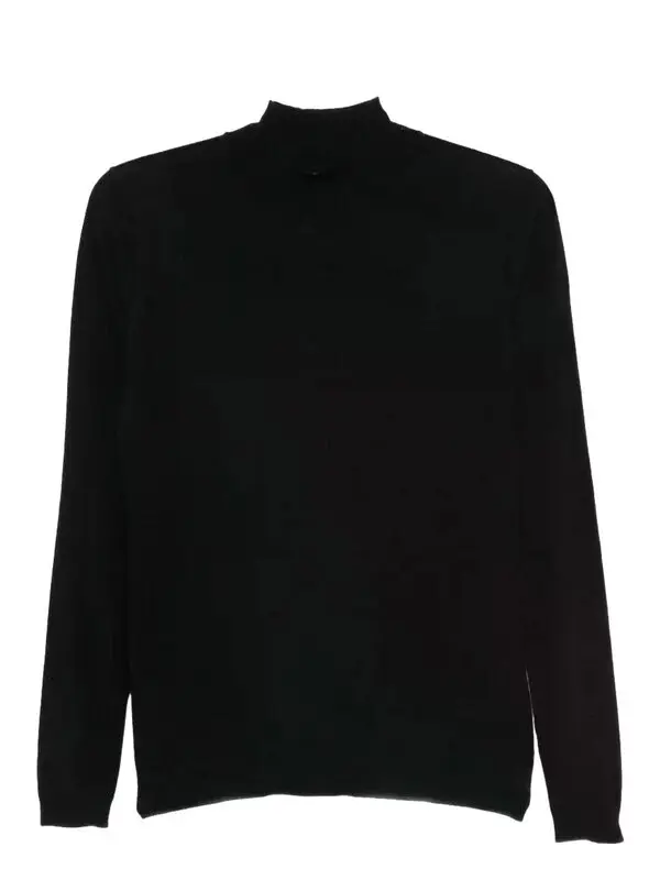 PSOPHIA High-neck Long-sleeve Fine Knit Sweater - Black