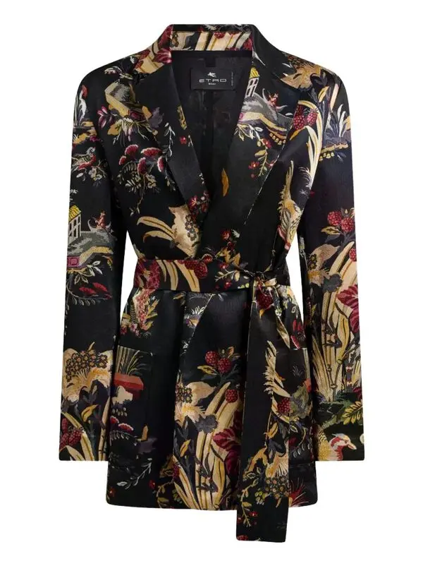 Etro Envers Satin Jacket With Belt - Black