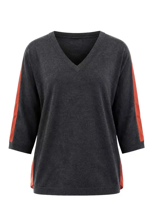 Costume National V-neck Paneled Sweater - Grey