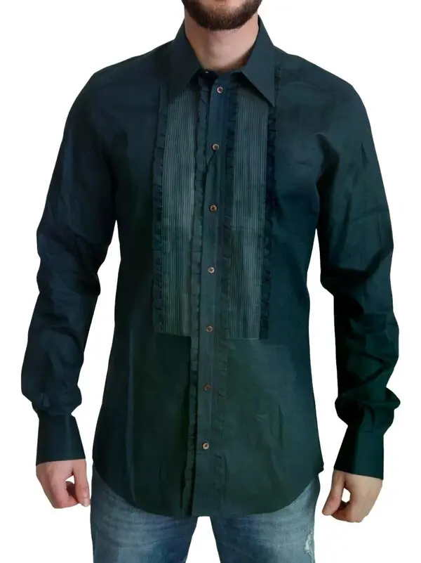 Dolce & Gabbana Pleated Ruffled Shirt - Blue