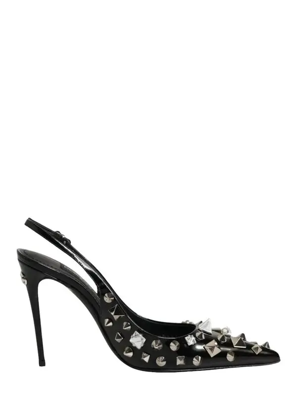 Dolce & Gabbana Studded Leather Slingback Sandals - Black
