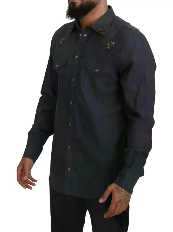 Dolce & Gabbana Crystal Bee-embellished Shirt - Blue