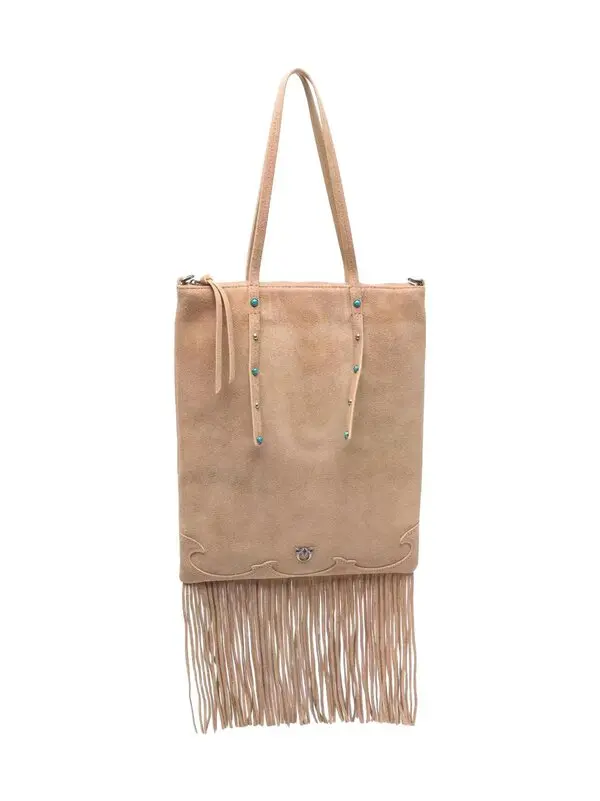 Pinko Mini Fringed Tote Bag - Neutrals