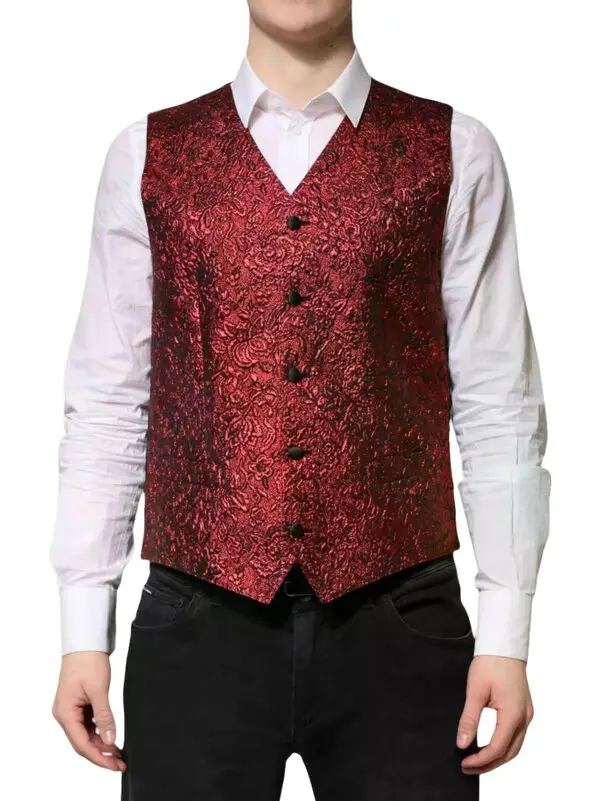 Dolce & Gabbana Floral Brocade Waistcoat - Red