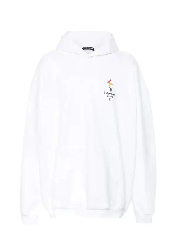 Balenciaga Embroidered Logo Hoodie - White