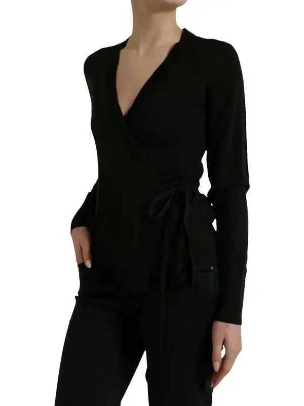 Dolce & Gabbana Virgin Wool Wrap Sweater - Black