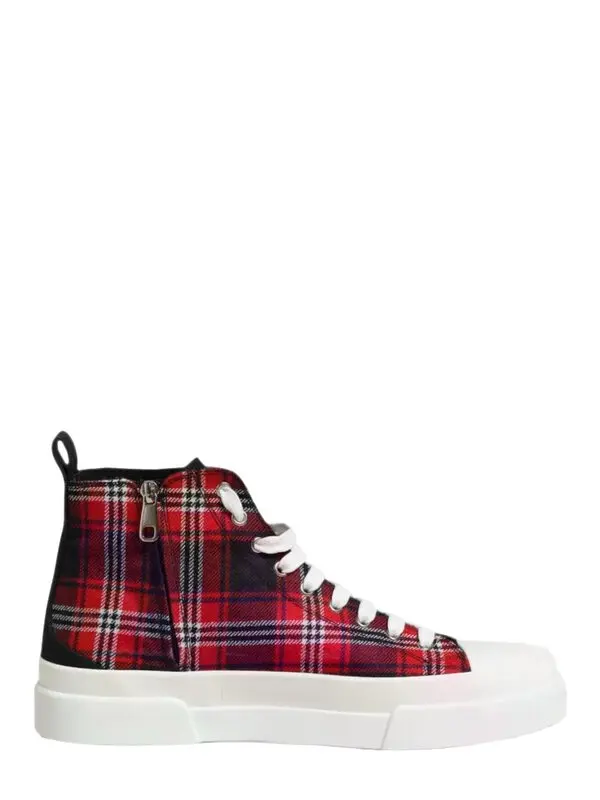 Dolce & Gabbana High-top Plaid Sneakers - Red