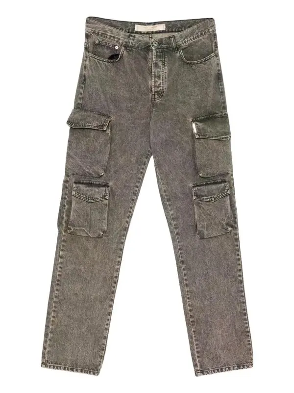 YES LONDON Acid Wash Cargo Pants - Black