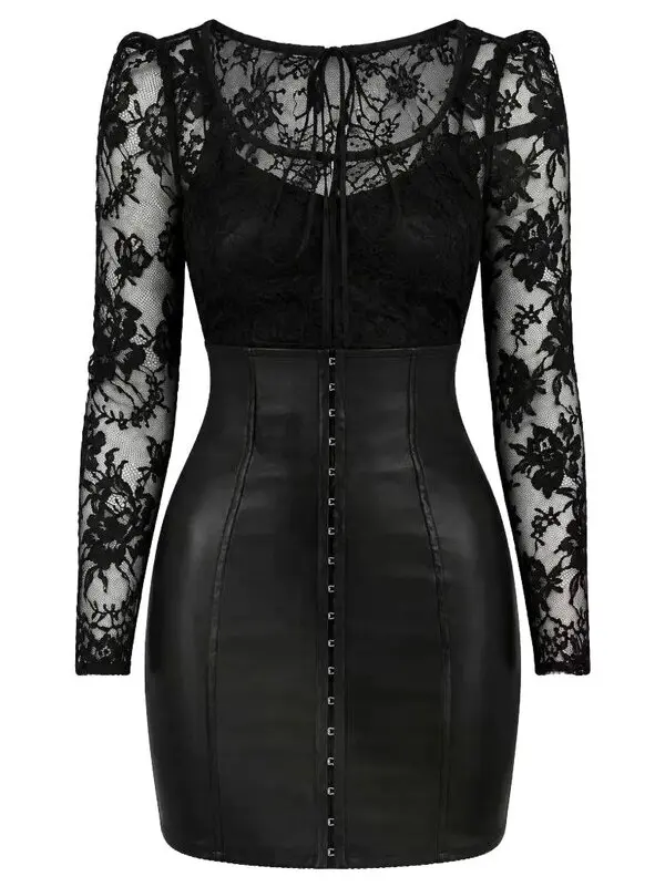 Dolce & Gabbana Lace Panel Corset Mini Dress - Black