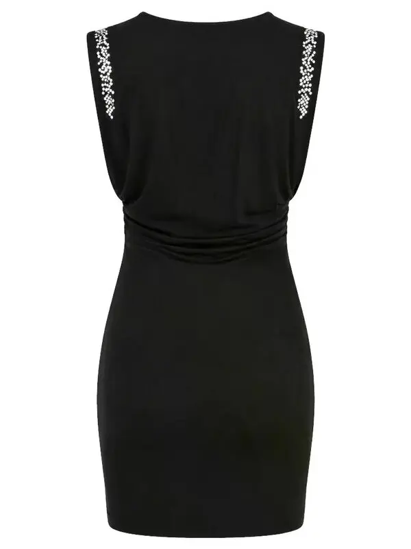 Rocco Barocco Embellished Draped Mini Dress - Black