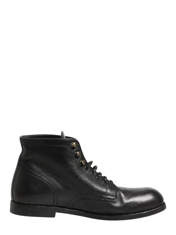 Dolce & Gabbana Leather Lace-up Ankle Boots - Black