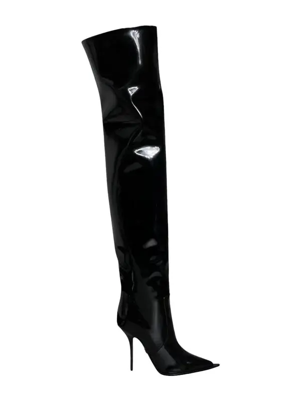 Dolce & Gabbana Cardinale Patent Leather Over-the-knee Stiletto Boots - Black