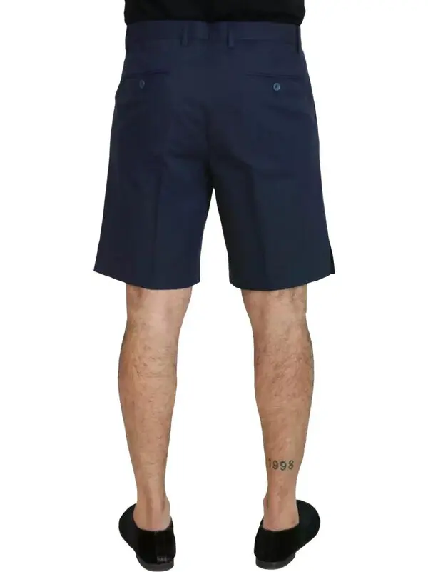 Dolce & Gabbana Navy Wool Pleated Chino Shorts - Blue