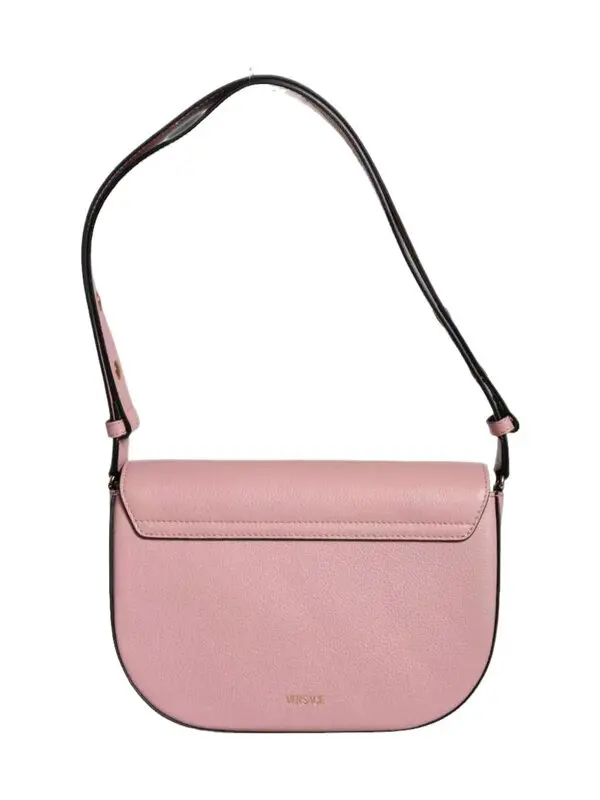 Versace La Greca Grained-leather Shoulder Bag - Pink