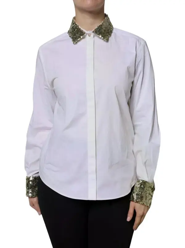 Dolce & Gabbana Cotton Sequin Embellished Shirt - White