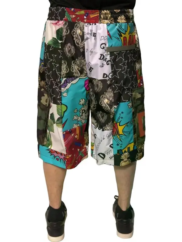 Dolce & Gabbana Dg Logo Patchwork Cargo Shorts - Black