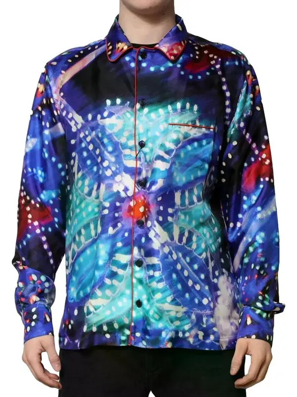 Dolce & Gabbana Abstract-print Silk Shirt - Blue