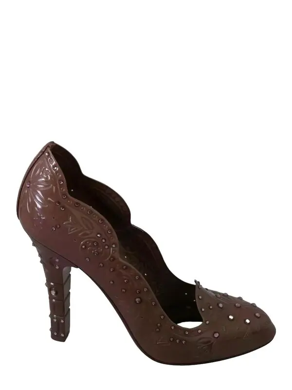 Dolce & Gabbana Floral Crystal-embellished Stiletto Pumps - Brown